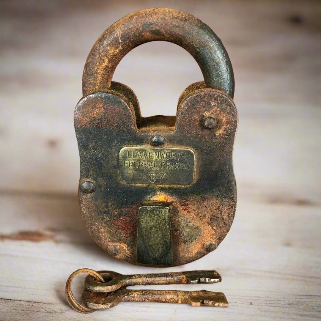 Leavenworth Federal Prison Cast Iron Working Lock & Keys With Antique ...