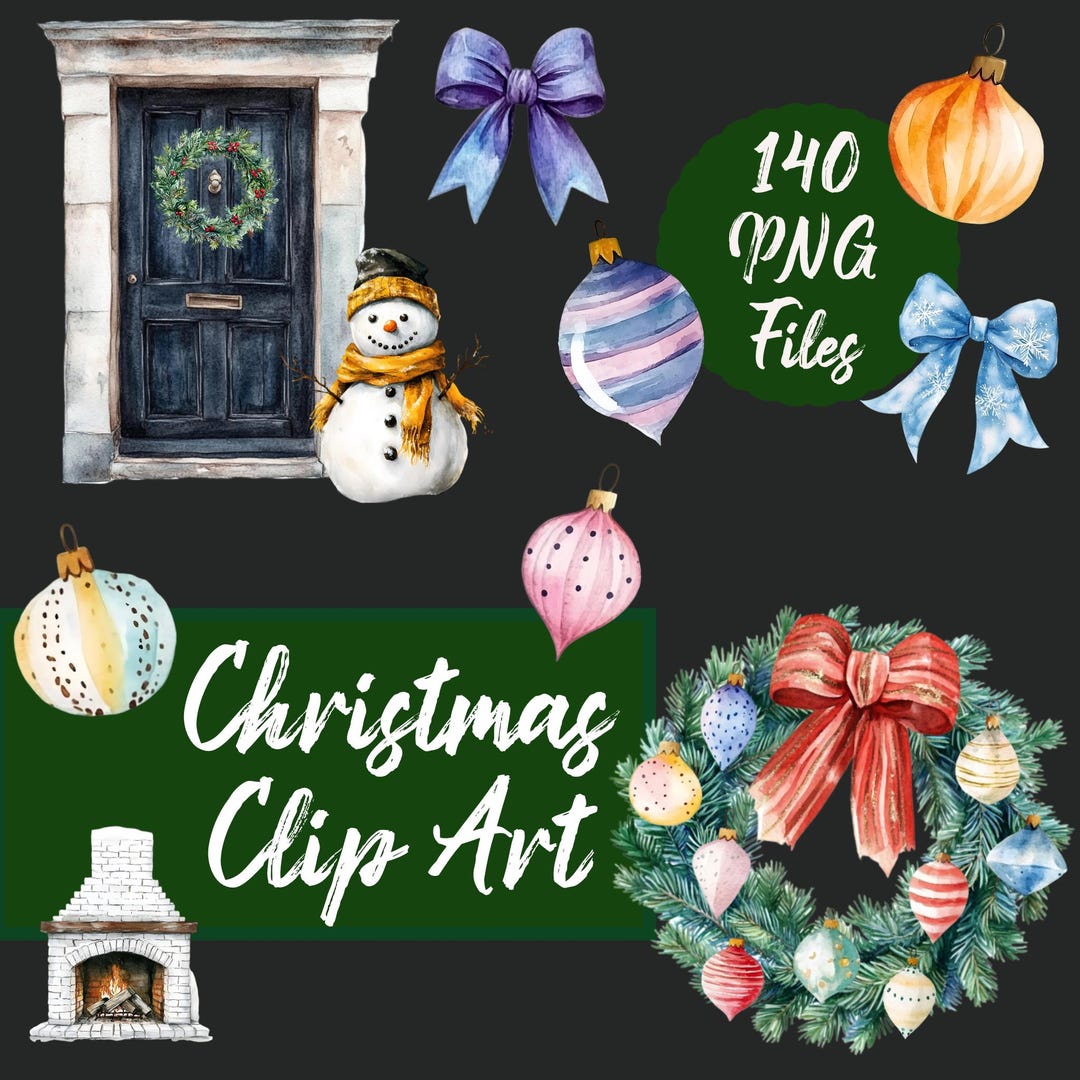 140 Christmas Clip Art PNG Files - Etsy