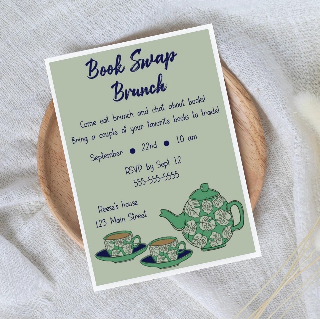 Book Swap Party Editable Invitation - Etsy