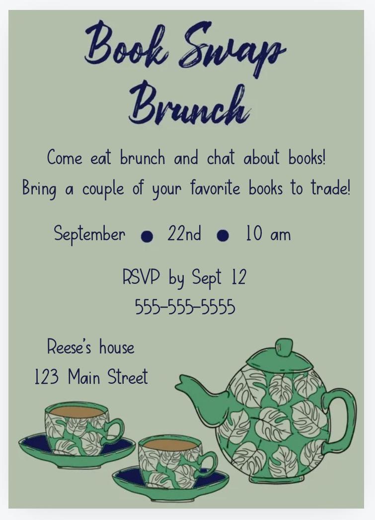 Book Swap Party Editable Invitation - Etsy