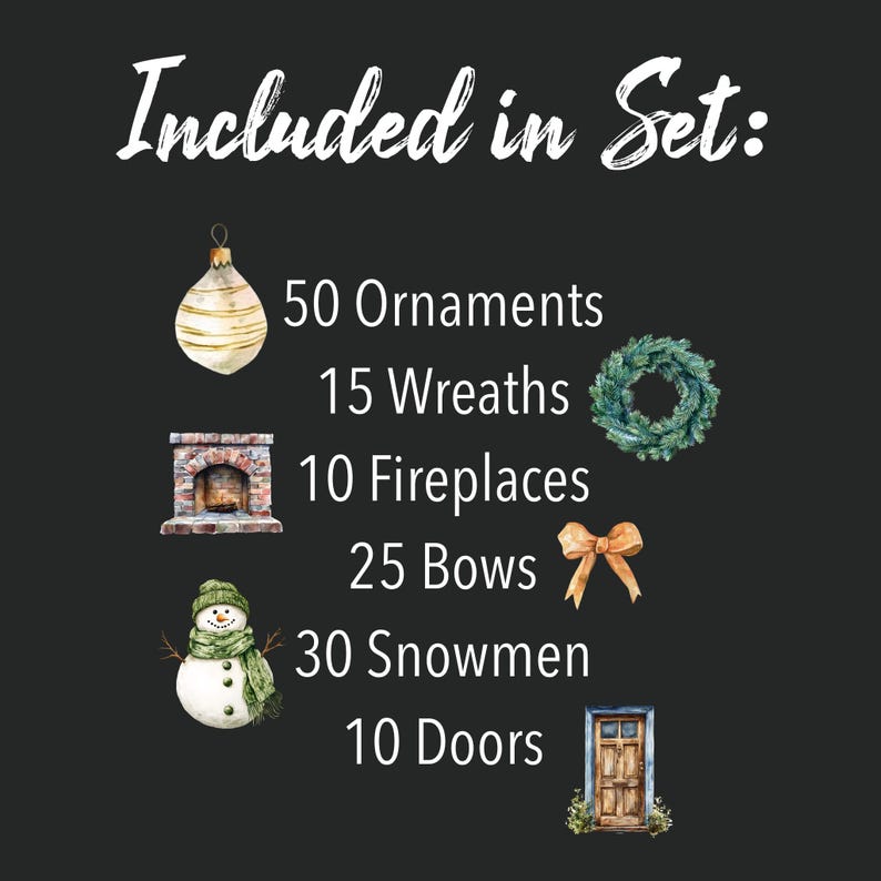 140 Christmas Clip Art PNG Files - Etsy