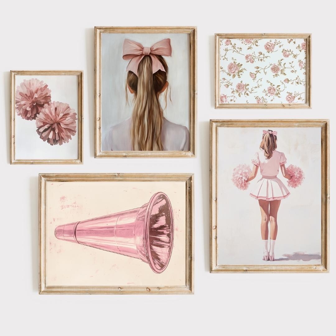 Cheerleading Prints Set of 5 Cheer Prints Cheerleader Art Cheer Room ...