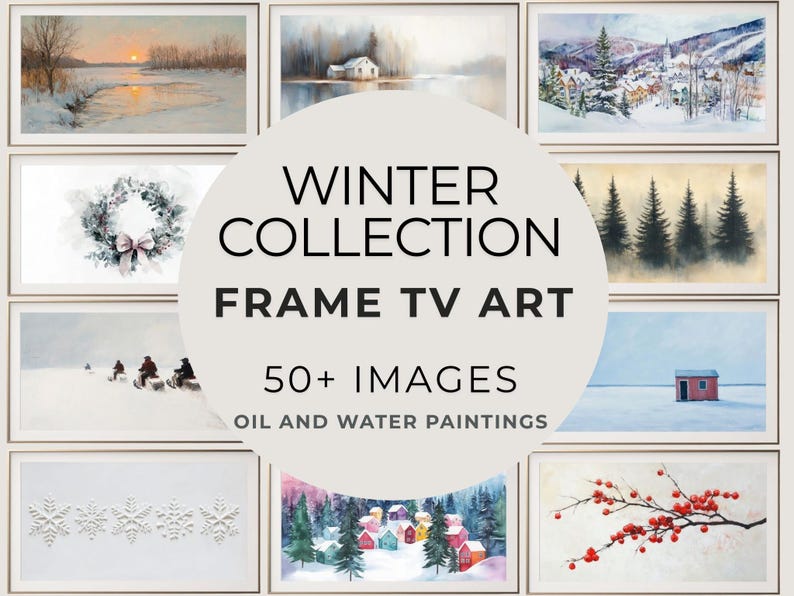 Vintage Winter Frame TV Art, 50+ Digital Paintings (digital Download ...