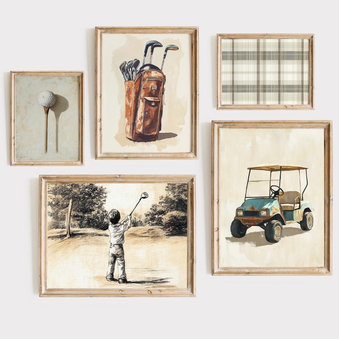 Golf Prints Set of 5 Golf Wall Art Vintage Golf Prints Golf Art Golf ...