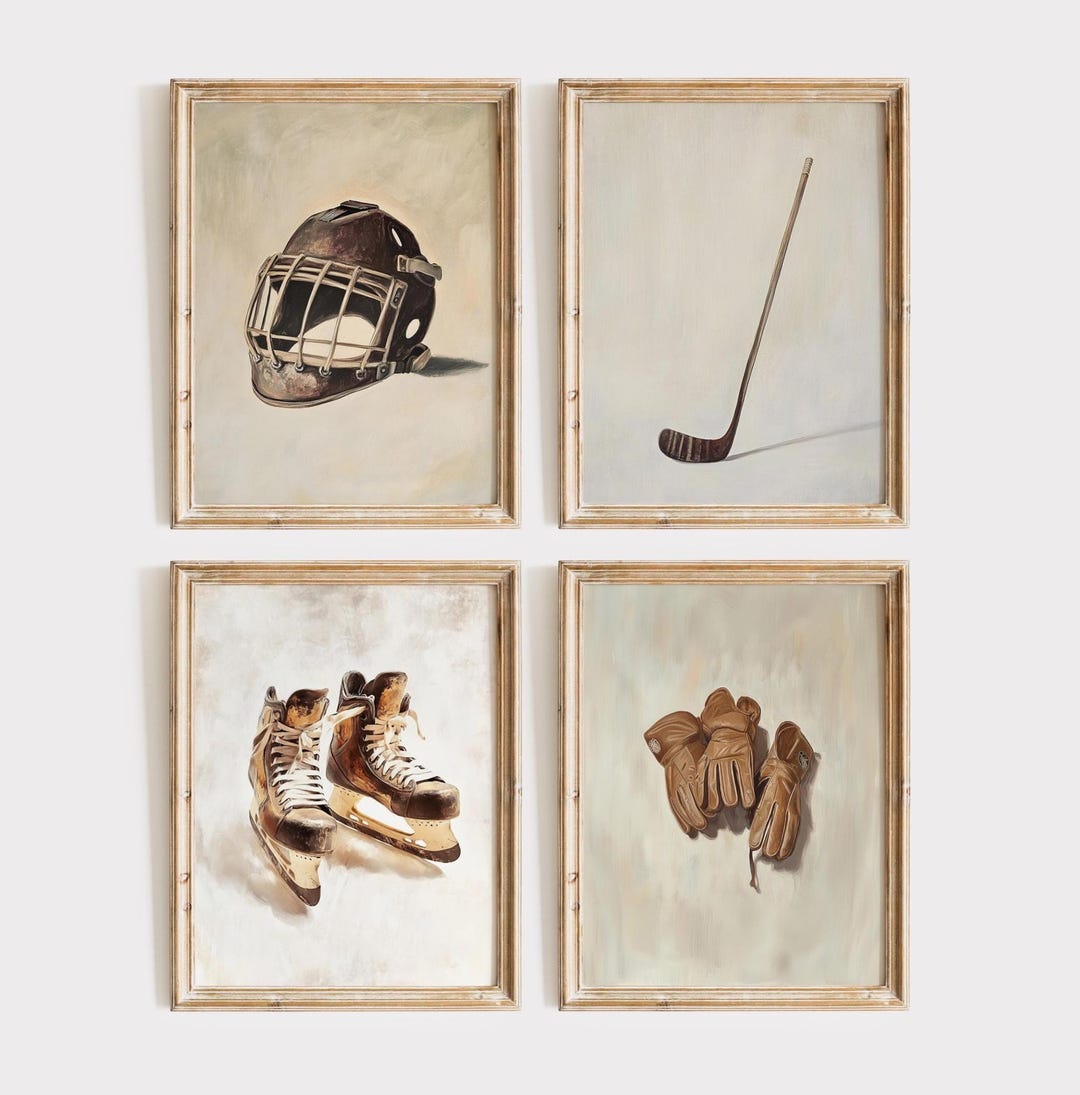 Hockey Wall Art Print Set of 4 – Vintage Sports Nursery Decor, Baby ...