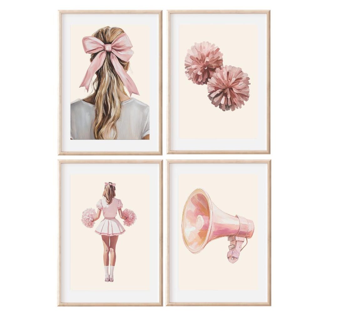 Cheerleading Prints, 4 Cheerleading Posters, Cheerleader Gift, Cheer ...
