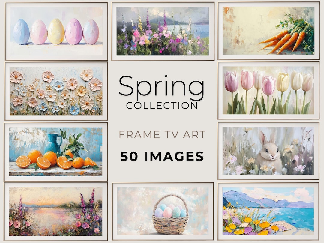 Spring Frame TV Art, Vintage Spring Frame Tv Bundle, Tv Art Spring, Tv ...