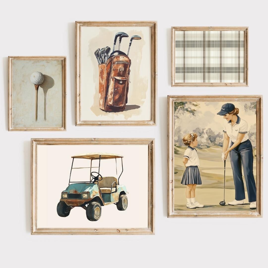 Golf Prints Set of 5 Golf Wall Art Vintage Golf Prints Golf Art Golf ...