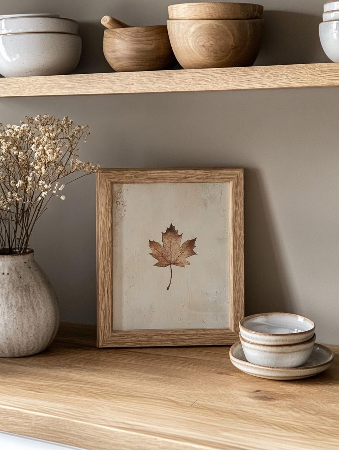 Maple Leaf Poster, Fall Printable Wall Art, Neutral Autumn Print ...