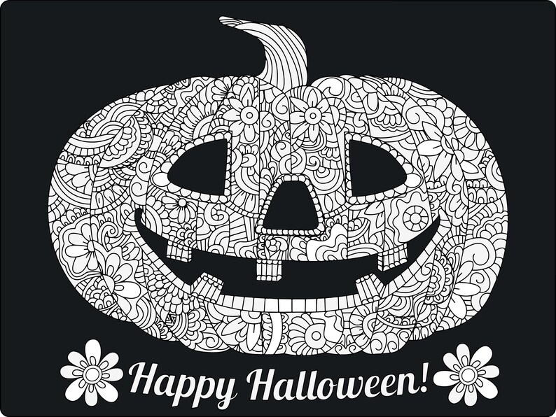 Bundle of 4 Halloween Jack O Lantern Coloring Pages, Halloween Coloring ...