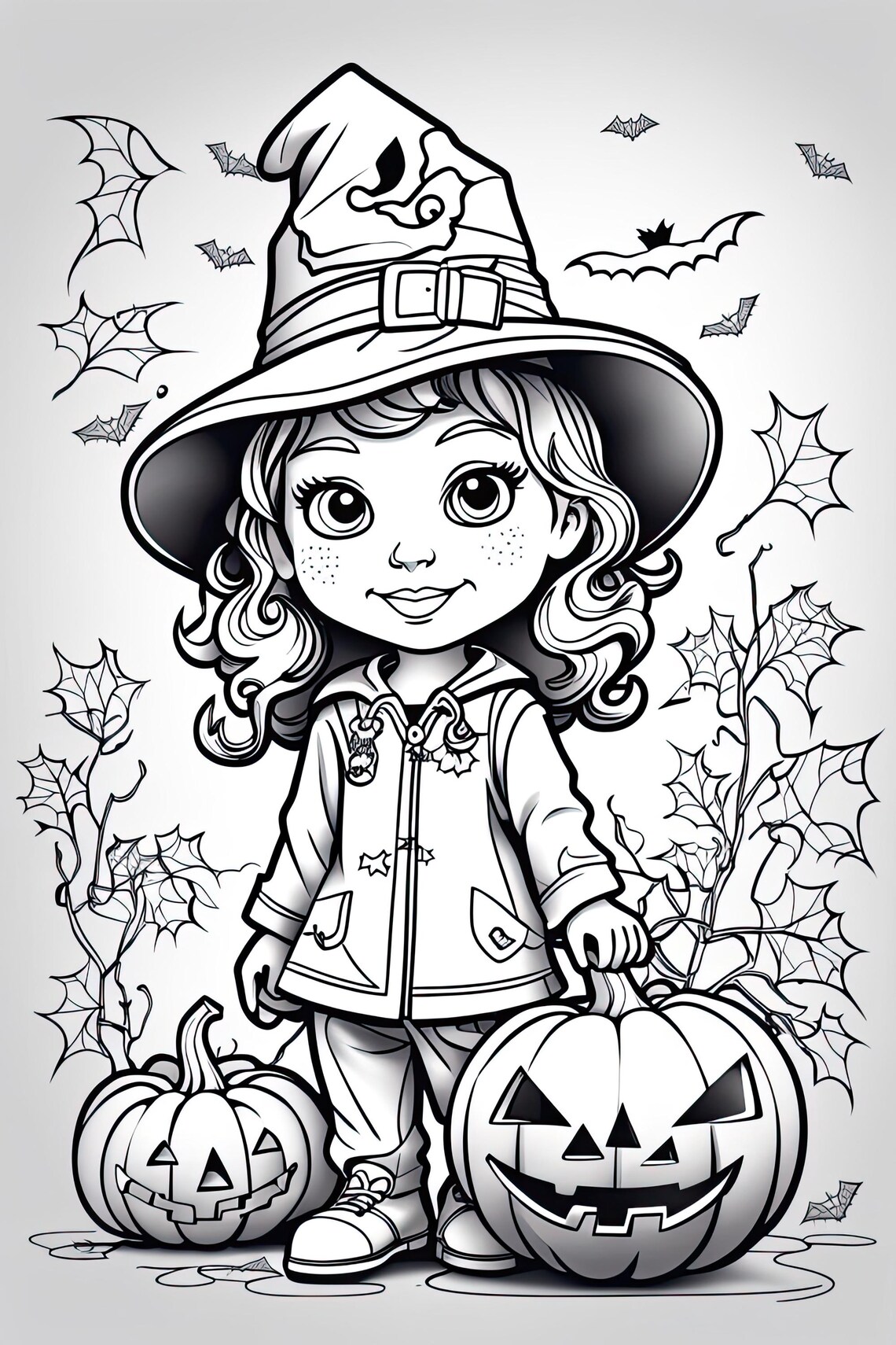 Whimsical Witch Ready for Halloween Adult Child Coloring Page - Etsy