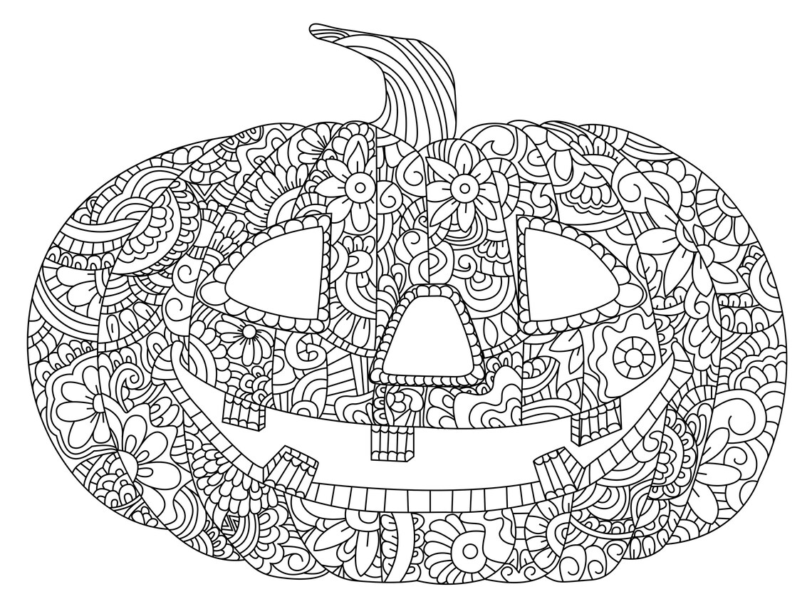 Bundle of 4 Halloween Jack O Lantern Coloring Pages, Halloween Coloring ...