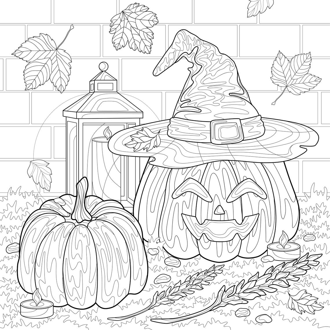 Bundle of 4 Halloween Jack O Lantern Coloring Pages, Halloween Coloring ...