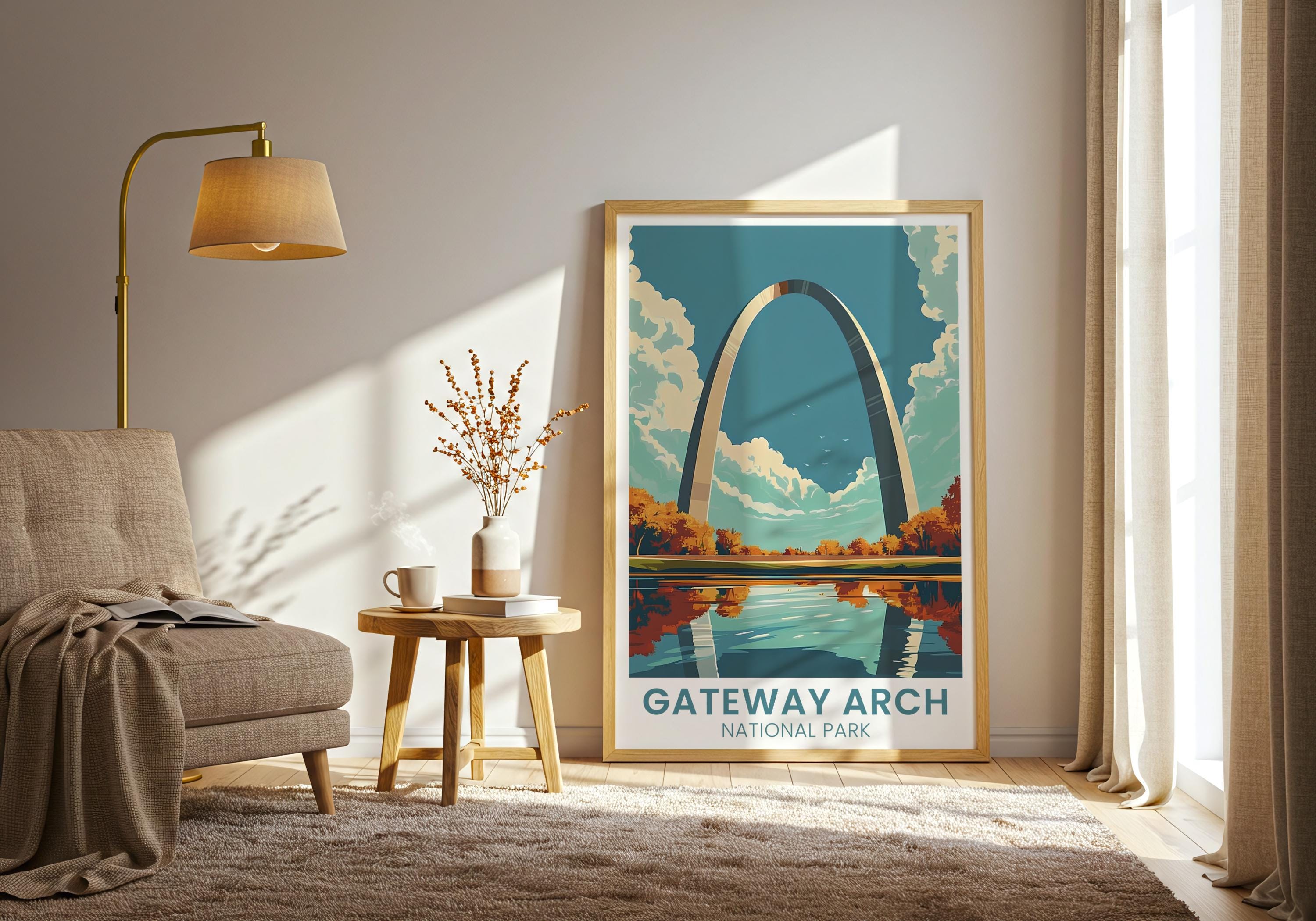 Gateway Arch National Park Travel Poster | St Louis Arch Art Print ...
