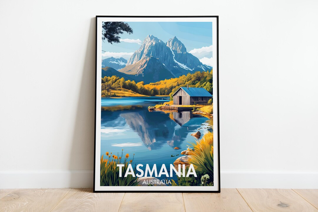 Tasmania Travel Poster | Australia Painting | Cradle Mountain Wall Art ...