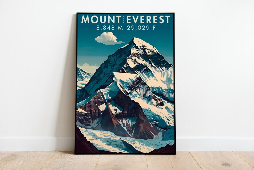 Everest Poster | Mount Everest Print | Asia Wall Art | Dopamine Decor ...