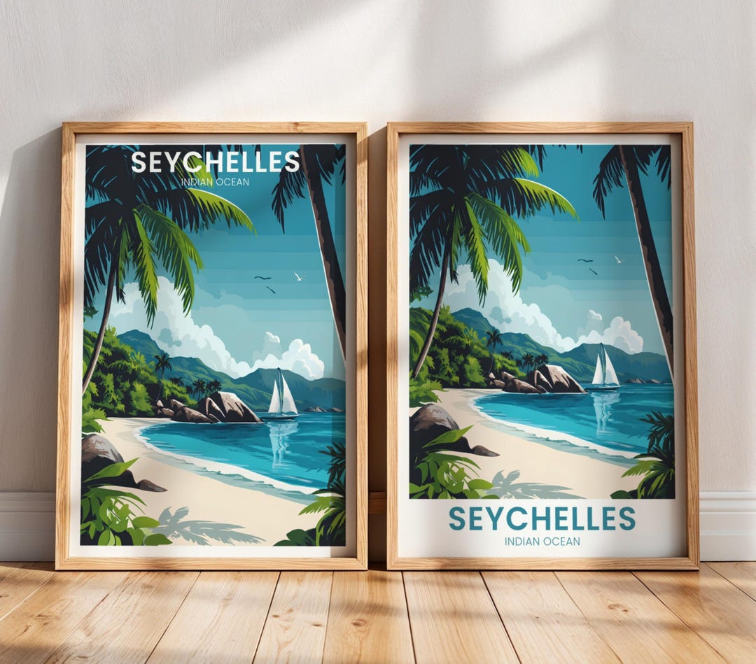 Seychelles Travel Poster | Indian Ocean Painting | Seychelles Wall Art ...