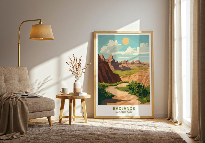 Badlands National Park Travel Poster | Badlands Park Painting ...