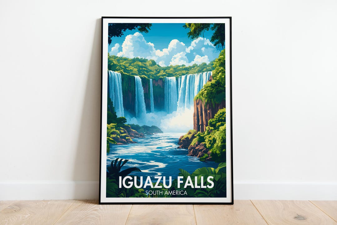 Iguazu Falls Travel Poster | Argentina and Brazil Wall Art | Devil's ...