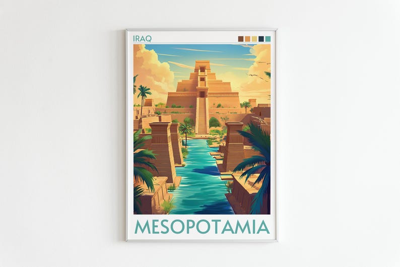 Ancient Mesopotamia Poster | Ziggurat Wall Art | Mesopotamia Art | Iraq ...