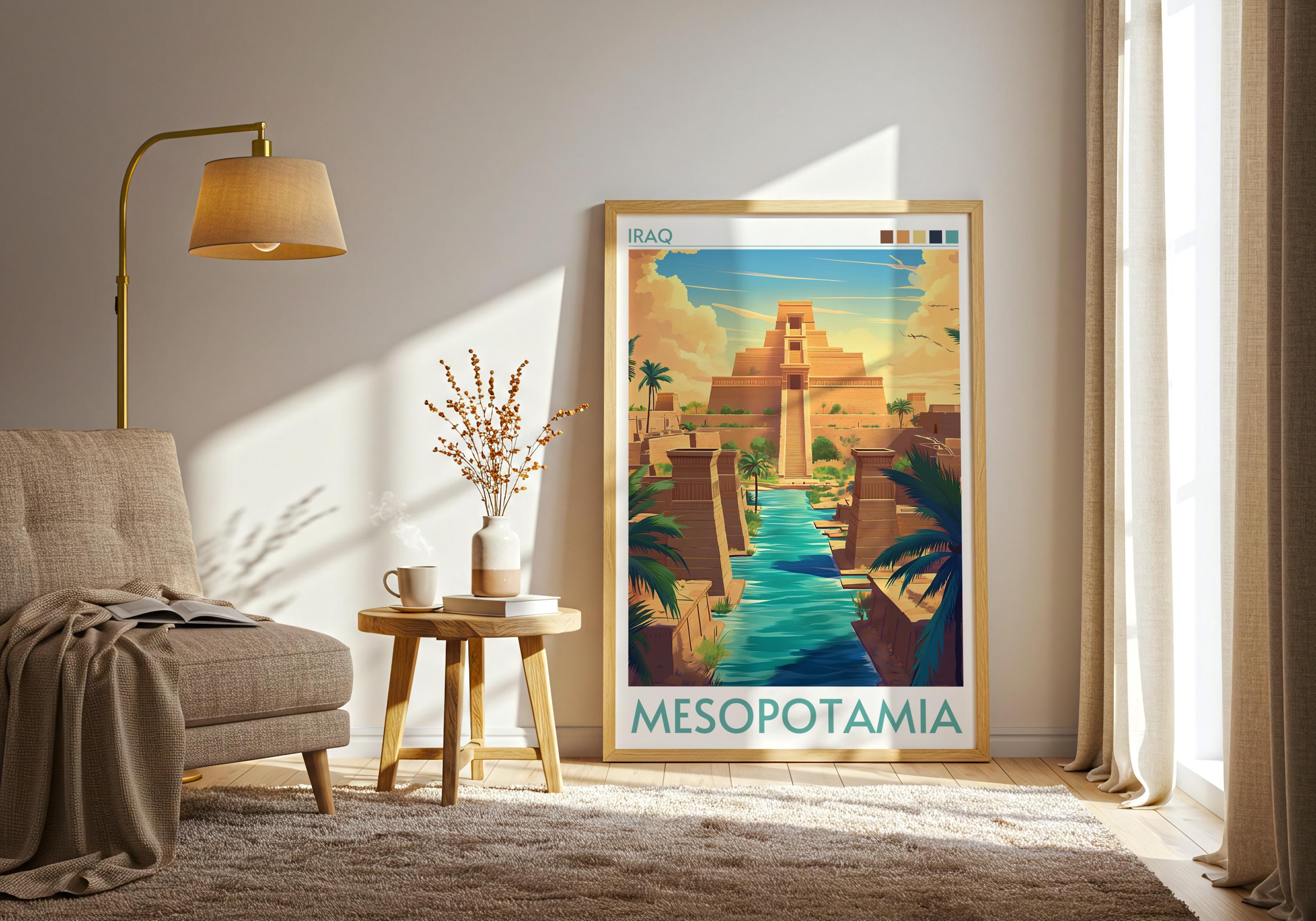 Ancient Mesopotamia Poster | Ziggurat Wall Art | Mesopotamia Art | Iraq ...