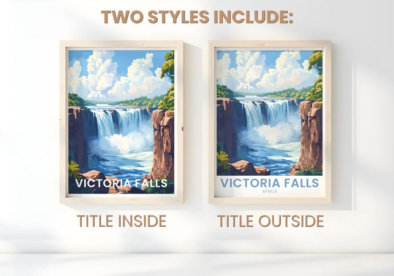 Victoria Falls Travel Poster | Victoria Falls Art | Zimbabwe & Zambia ...