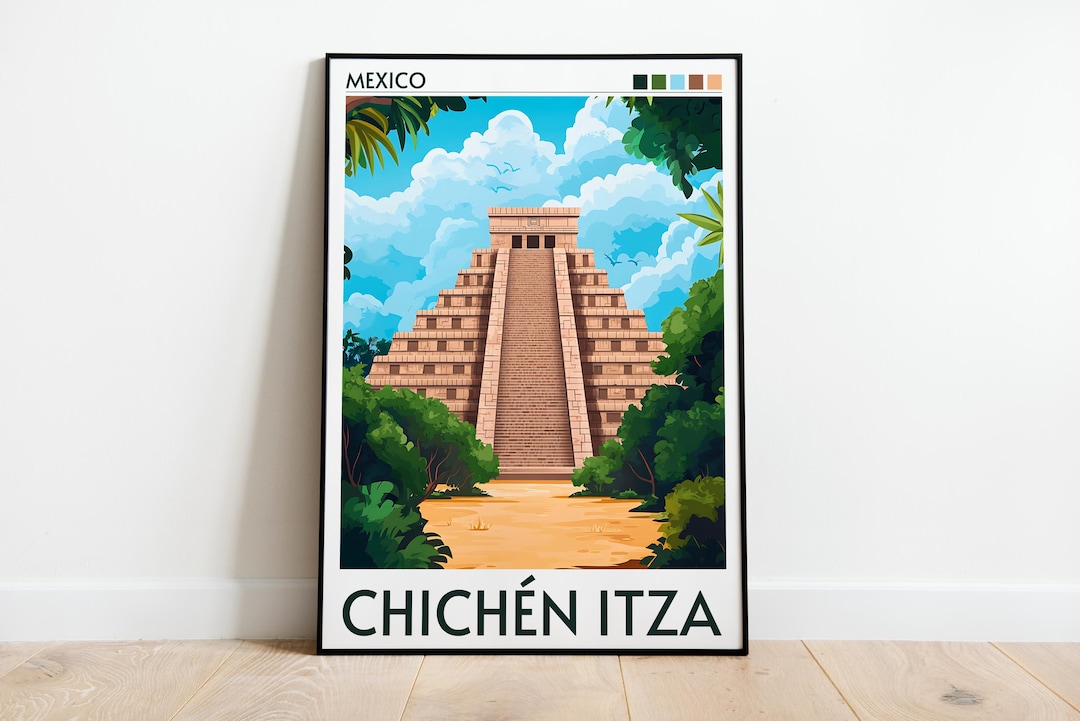 Chichen Itza Travel Poster | Mexico Wall Art | Yucatan Decor | Chichen ...