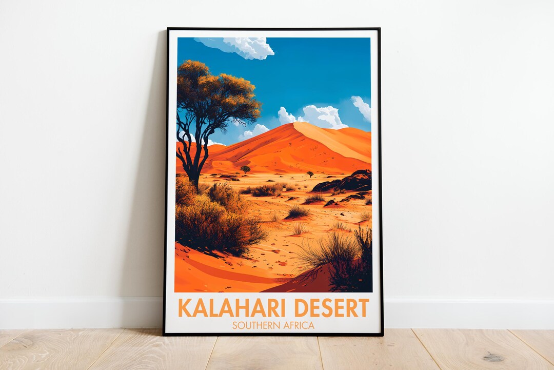Kalahari Desert Travel Poster | Southern Africa Wall Art | Desert ...