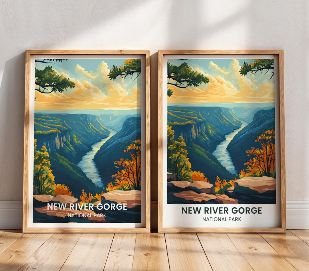 New River Gorge National Park Travel Poster | West Virginia Painting ...