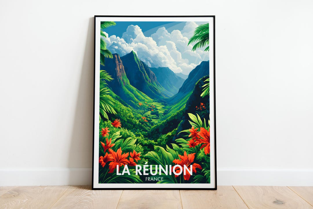 Reunion Island Travel Poster | Cirque De Mafate Wall Art | Ile De La ...