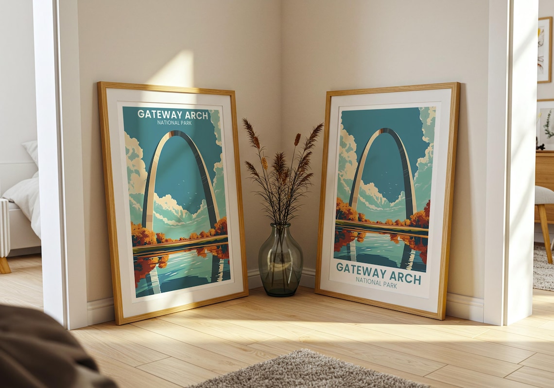 Gateway Arch National Park Travel Poster | St Louis Arch Art Print ...