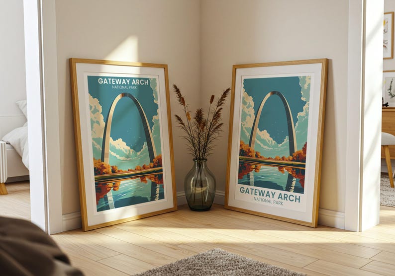 Gateway Arch National Park Travel Poster | St Louis Arch Art Print ...