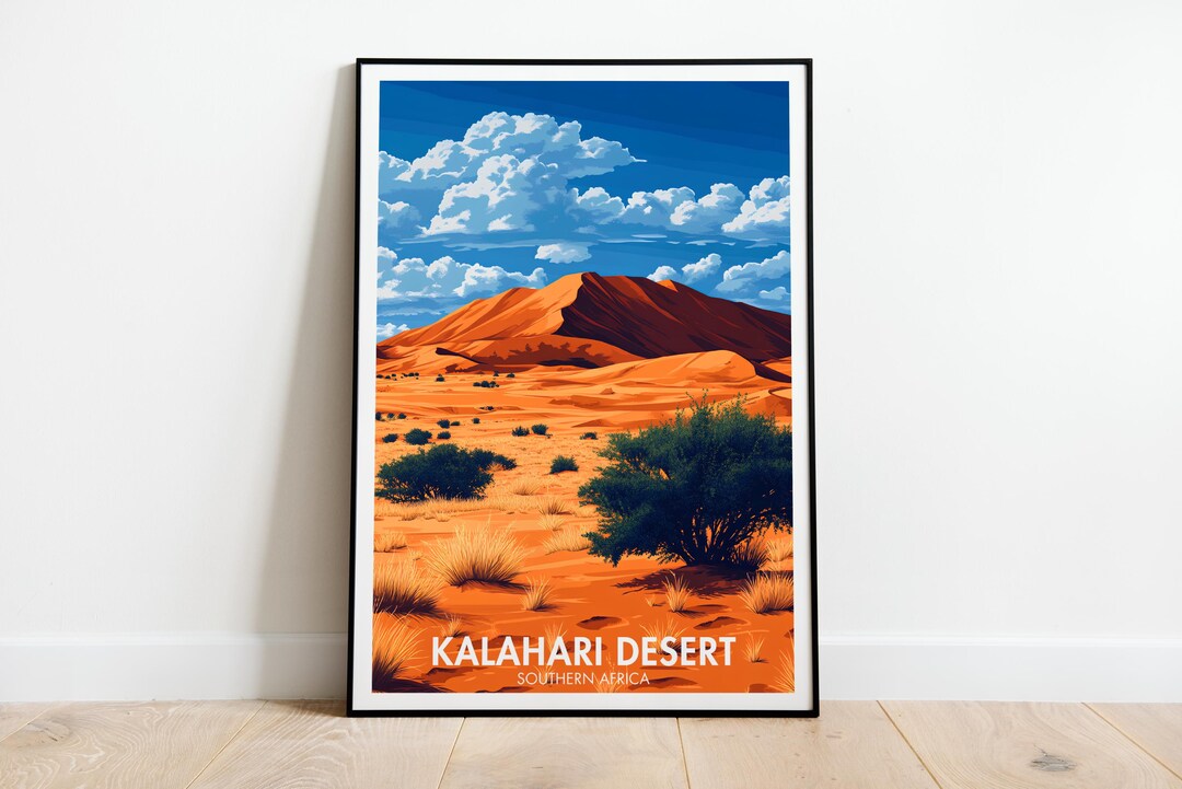 Kalahari Desert Travel Poster | Southern Africa Decor | Desert Painting ...