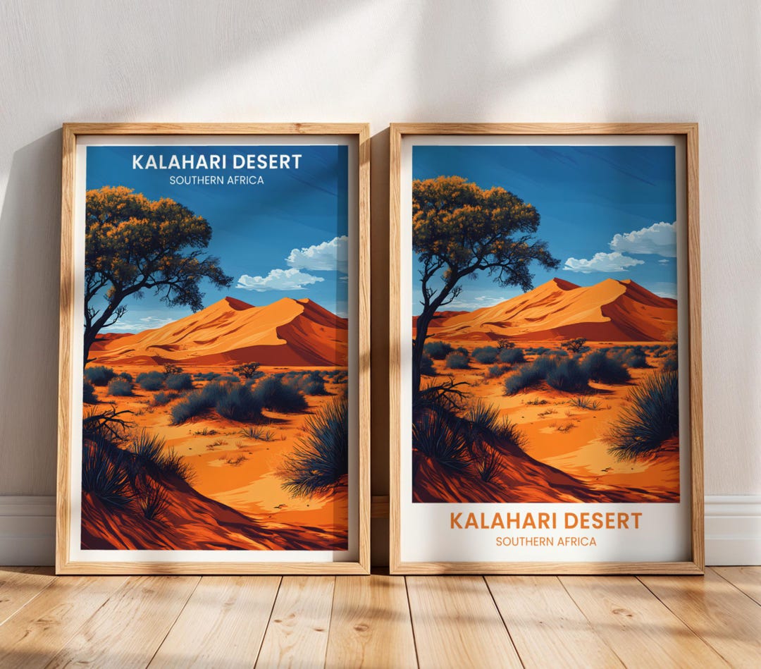 Kalahari Desert Travel Poster | Southern Africa Wall Art | Desert ...