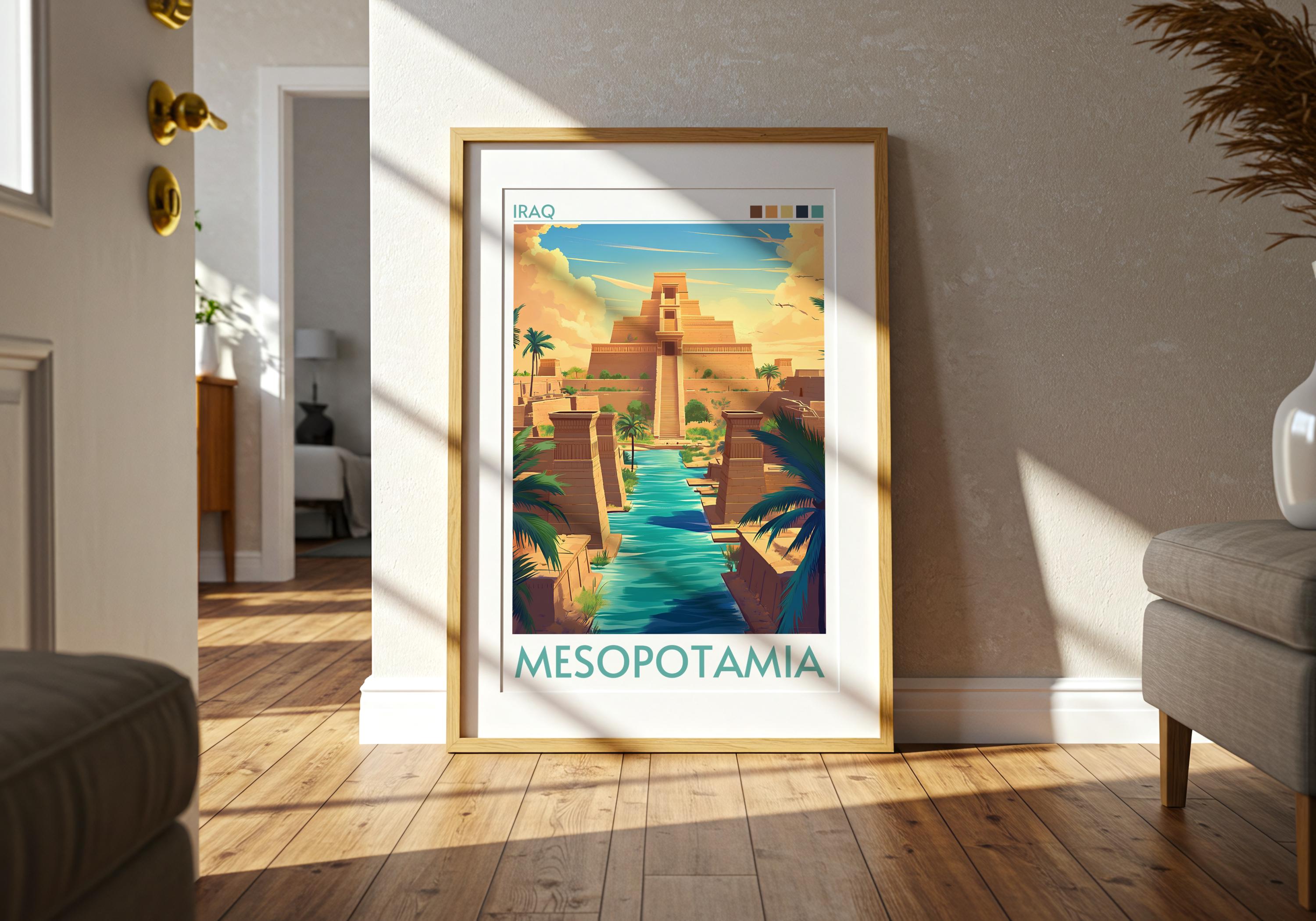 Ancient Mesopotamia Poster | Ziggurat Wall Art | Mesopotamia Art | Iraq ...