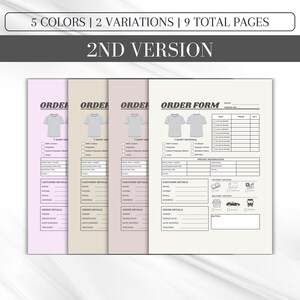 T-shirt Order Form, Digital Order Form, Custom Order Form, Fillable ...