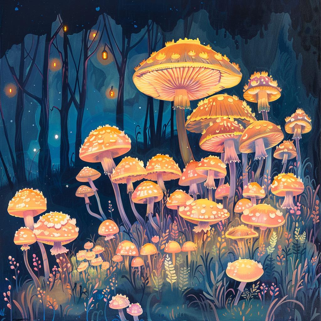 24 Neon Forest Fairy Tale Clipart, Magical Glowing Mushrooms, PNG ...