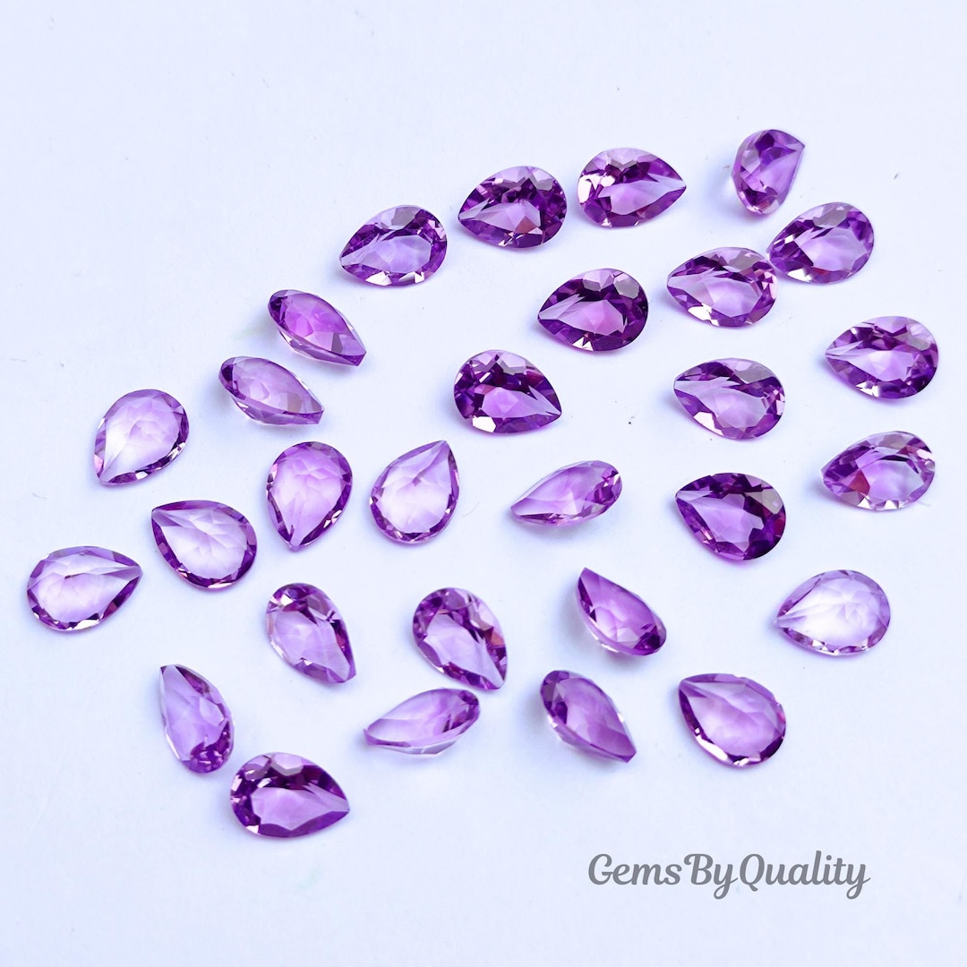 Natural Brazil Amethyst Pear Shape Faceted Gemstones All Sizes ...