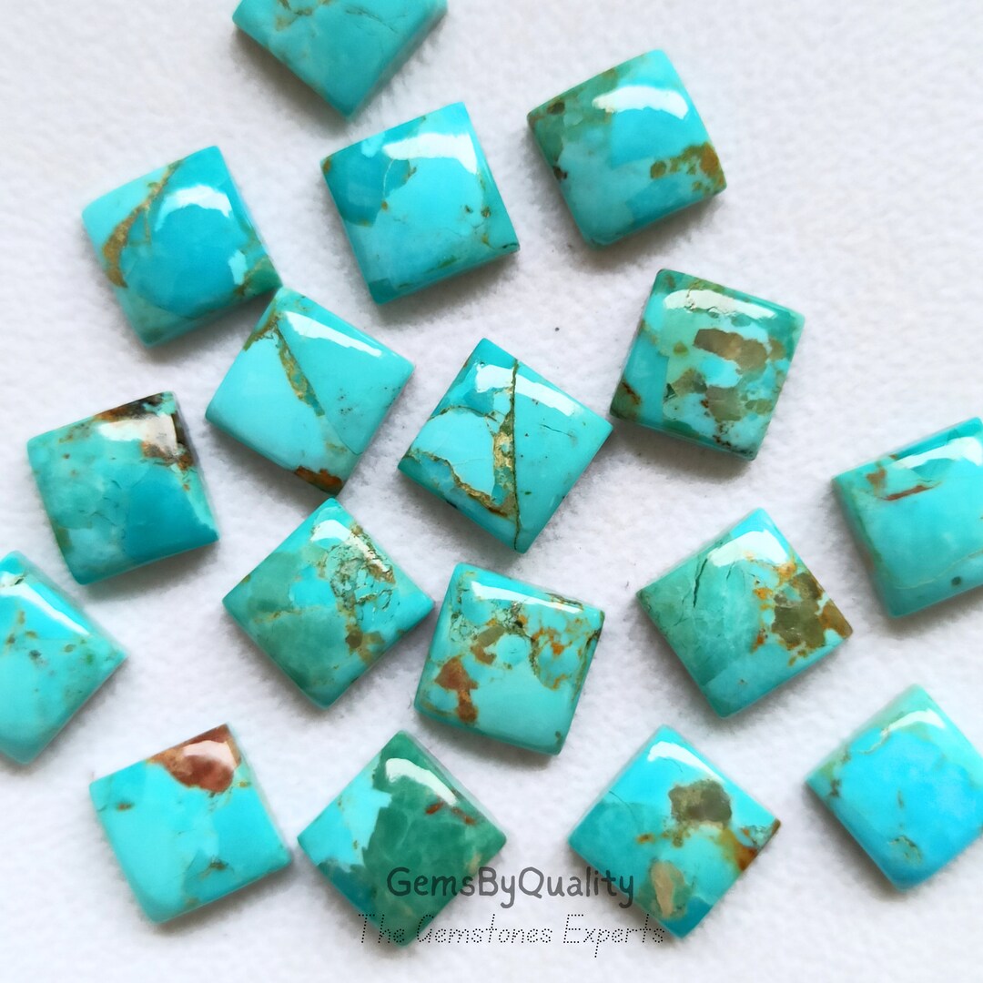 Handmade Blue Mohave Turquoise Gemstone Cabochon: Flat Back Square - Etsy