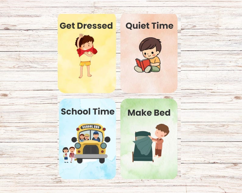 Daily Routine Visual Schedule Cards for Neurodivergent Kids Autism and ...