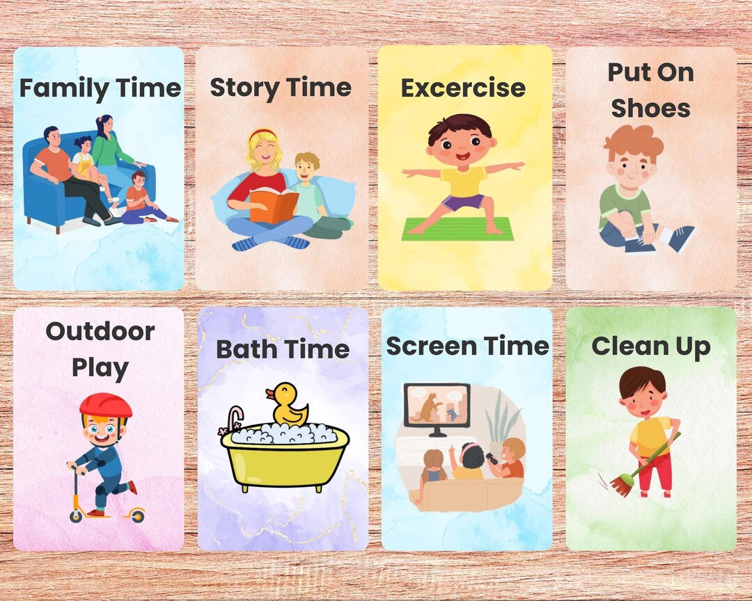 Daily Routine Visual Schedule Cards for Neurodivergent Kids Autism and ...