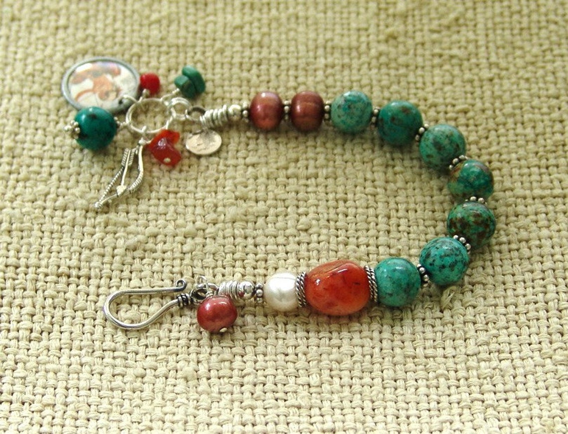 Native American Indian Charm Bracelet with Sterling Silver and | Etsy