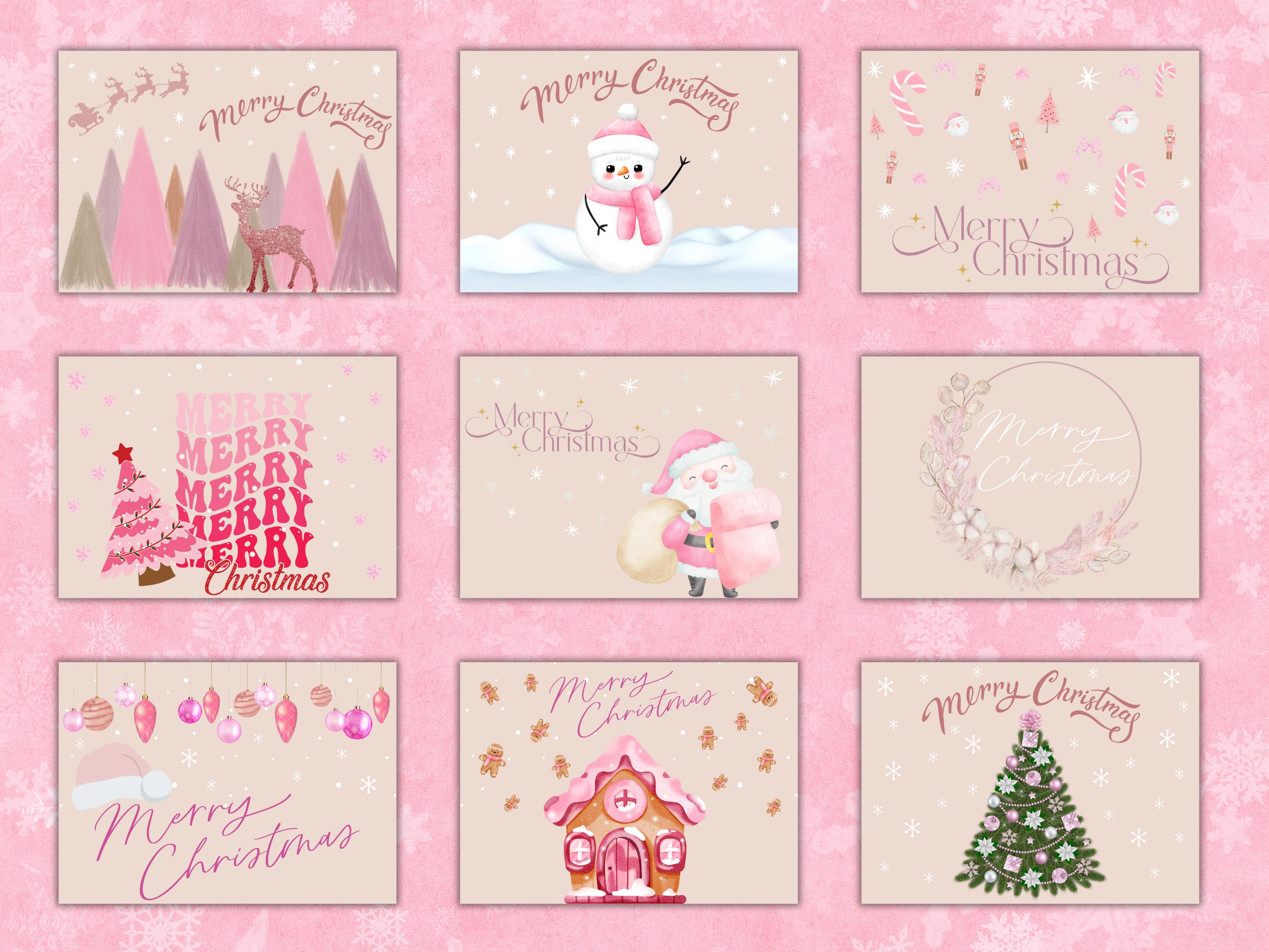 Pink Christmas Cards | Merry Christmas Card | Printable Christmas Cards ...