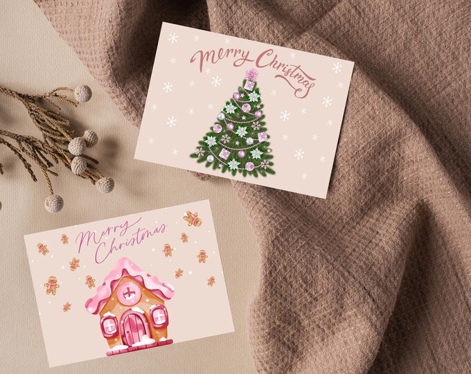 Pink Christmas Cards | Merry Christmas Card | Printable Christmas Cards ...