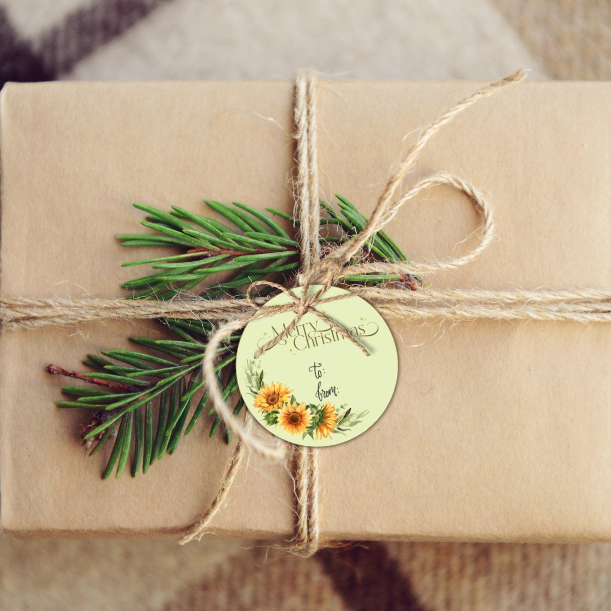 Sunflower Christmas Gift Tags | Printable Christmas Gift Tags | Holiday ...