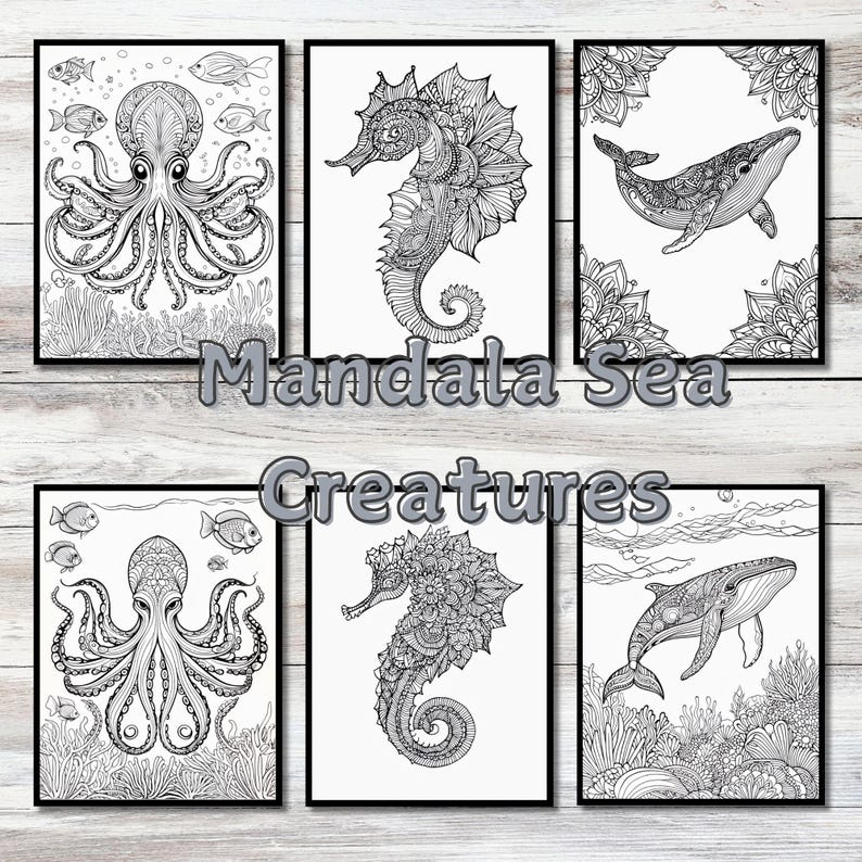 Sea Creature Mandala Colouring Pages | Ocean Animal Printables | Ocean ...