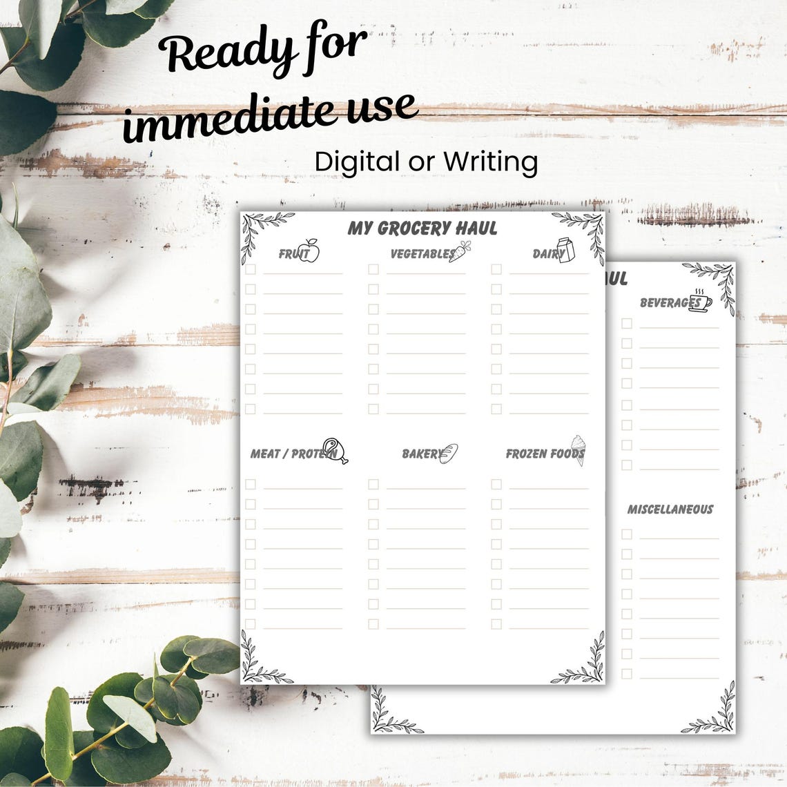 Printable & Fillable Grocery List PDF | Grocery List Printable Template ...