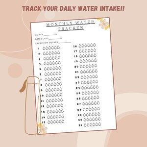 Monthly Water Tracker Printable | Water Tracker | Fitness & Wellness ...