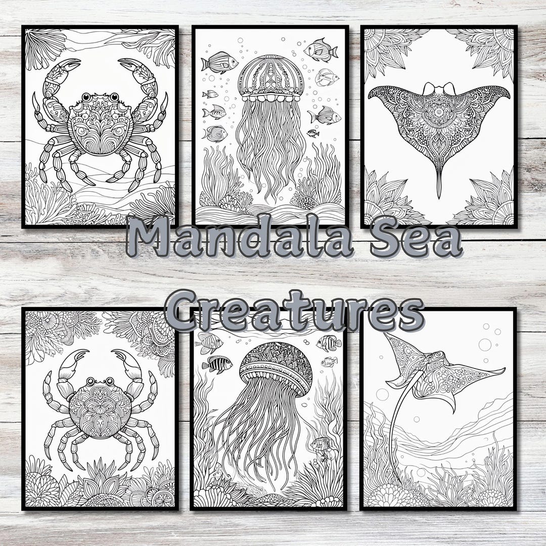 Sea Creature Mandala Colouring Pages | Ocean Animal Printables | Ocean ...