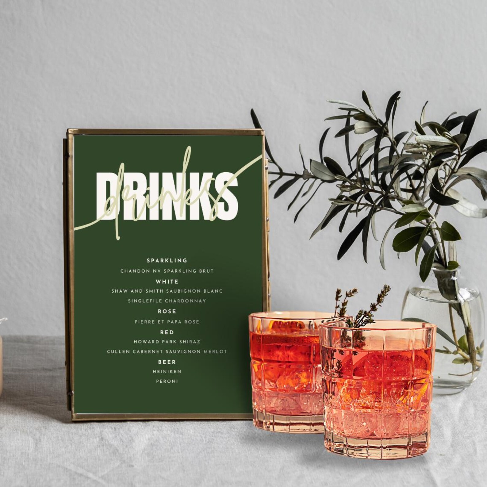 Chic Party Green Food and Drinks Menu, Editable Instant Download ...